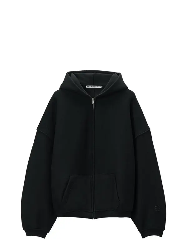 Alexander Wang Star Zip-up Hoodie In Dense Fleece - Black