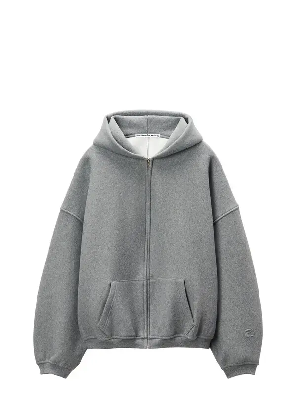 Alexander Wang Star Zip-up Hoodie In Dense Fleece - Sidewalk