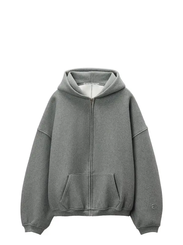Alexander Wang Star Zip-up Hoodie In Dense Fleece - Sidewalk