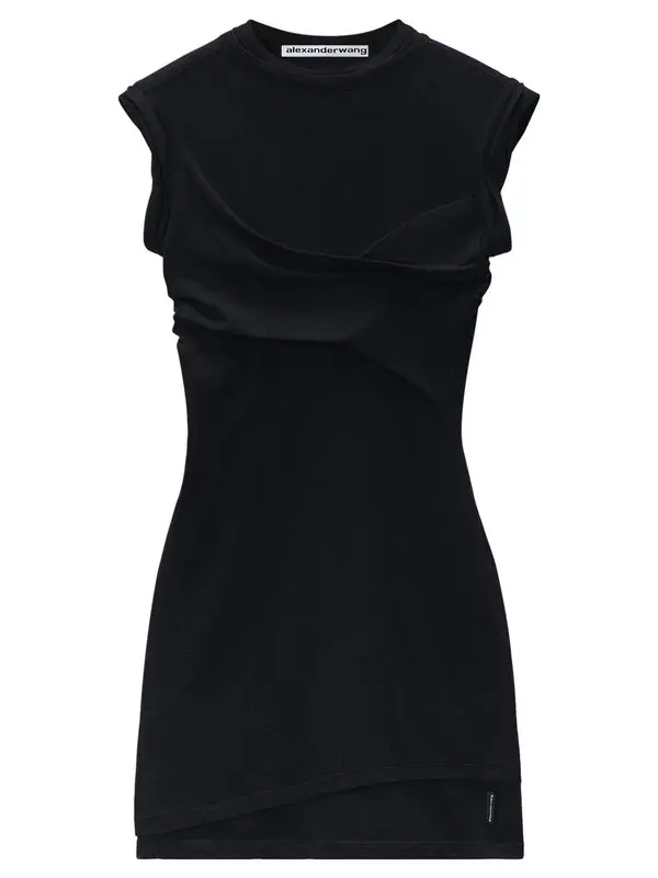 Alexander Wang Sleeveless Layered Twisted Bust Mini Dress - Black