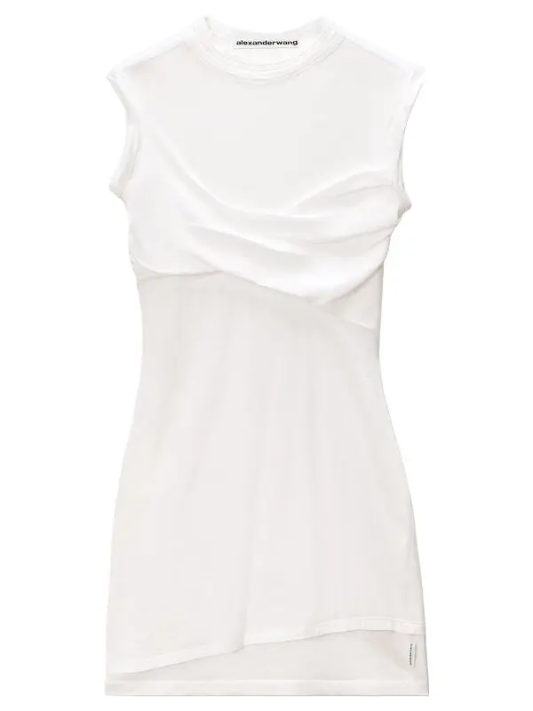 Alexander Wang Sleeveless Layered Twisted Bust Mini Dress - White