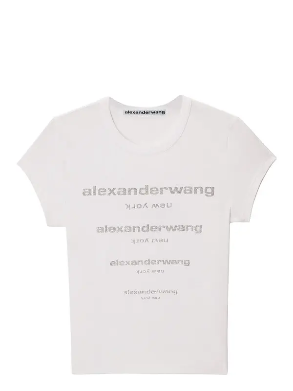 Alexander Wang Fitted Tee W/ Hotfix Gradient Logo - White