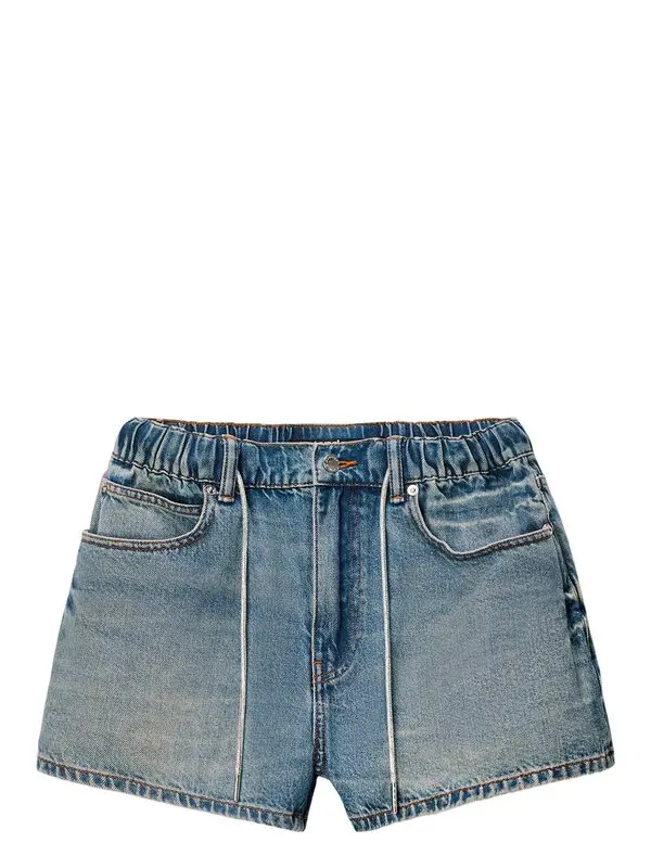 Alexander Wang Crystal Hotfix Drawcord Short - Tinted Medium Indigo