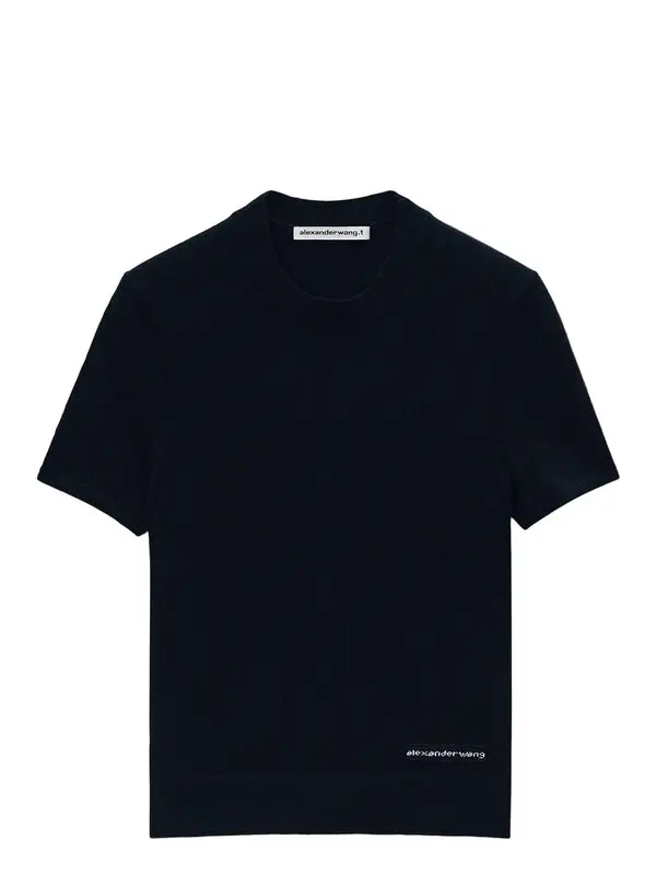 Alexander Wang Ss Crewneck Tee W/ Knit Logo Label - Black