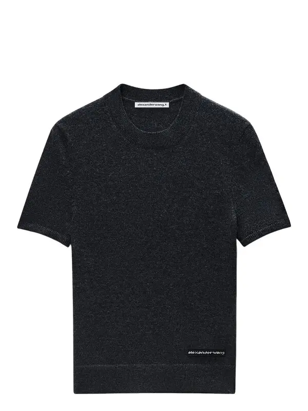 Alexander Wang Ss Crewneck Tee W/ Knit Logo Label - Charcoal