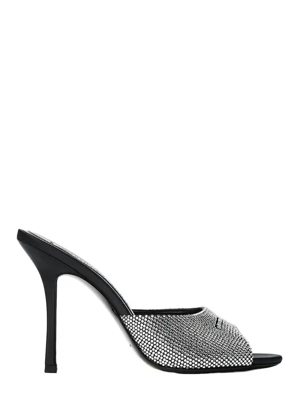 Alexander Wang Cher 105mm Crystal Hotfix Mule - Black/silver