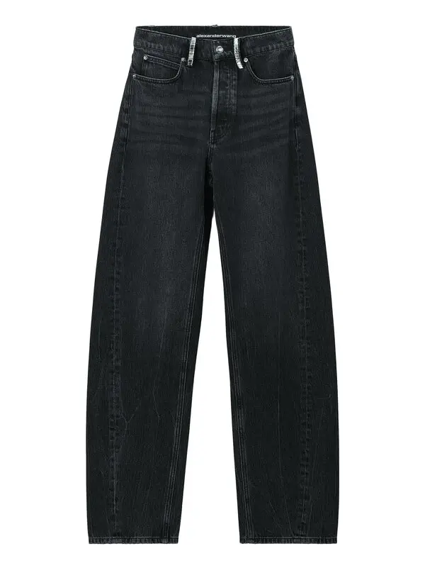 Alexander Wang Float Mid Rise Relaxed Jean W/ Crystal Beltloops - Grey Aged