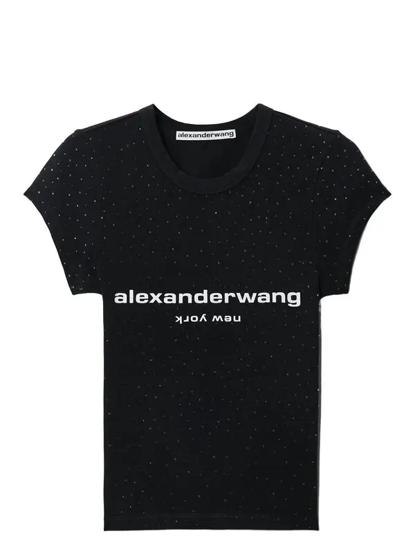 Alexander Wang Logo Baby Tee W/ Hotfix - Black
