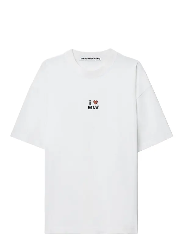 Alexander Wang Crystal Hotfix I Heart Aw Oversized Tee - White