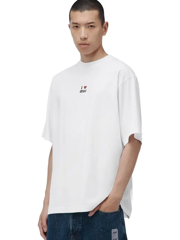 Alexander Wang Crystal Hotfix I Heart Aw Oversized Tee - White