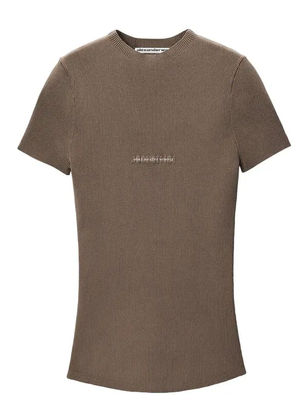 Alexander Wang Jacquard Logo Short Sleeve Crewneck Top - Black