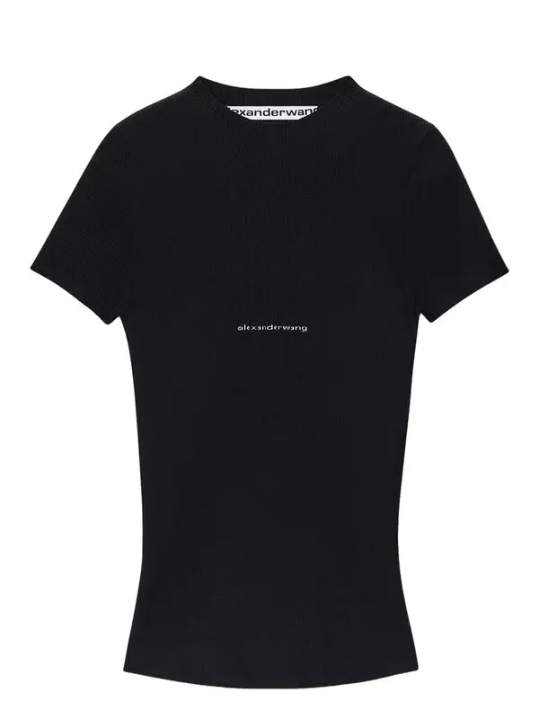 Alexander Wang Jacquard Logo Short Sleeve Crewneck Top - Red