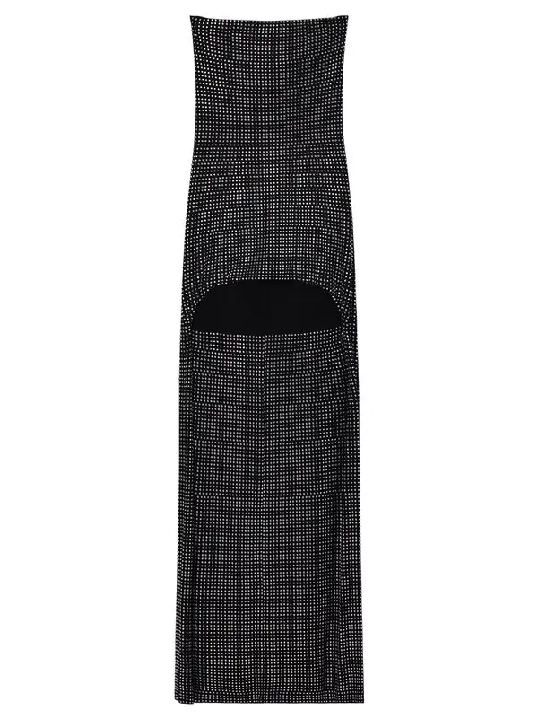 Alexander Wang Crystal Hotfix Strapless High-low Mini Dress - Black