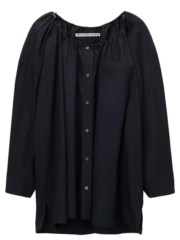 Alexander Wang Bungee Scoop Neck Mini Shirt Dress - Black