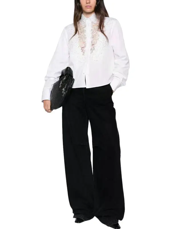 Ermanno Scervino Lace-panelled Sequin-embellished Shirt - White