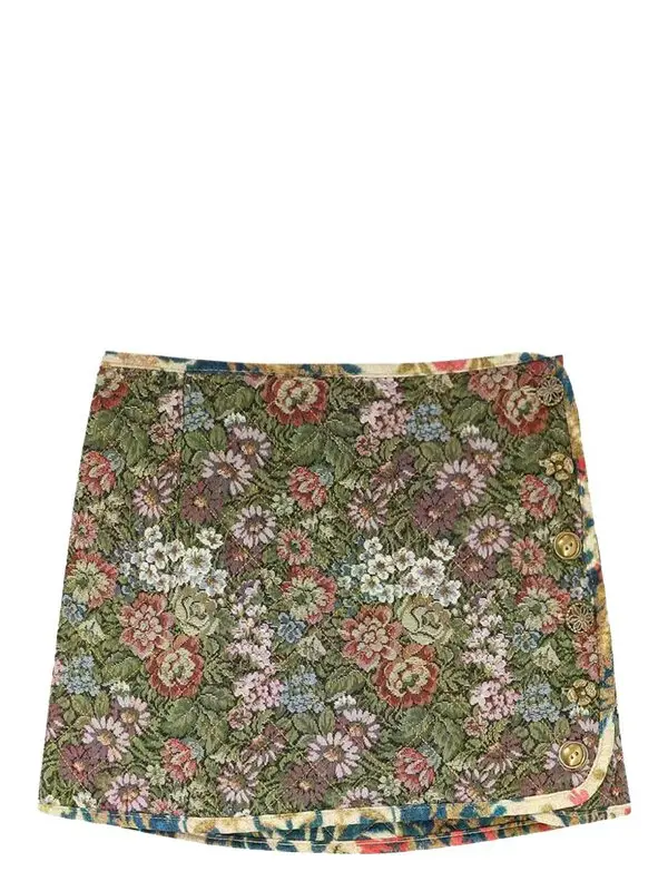 Farm Rio Arabesque Quilted Reversible Mini Skirt - Green