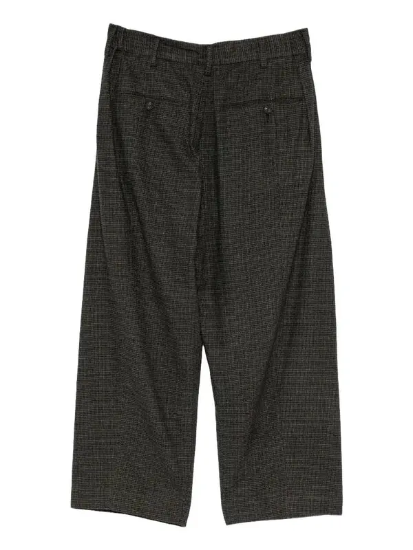 ZIGGY CHEN Checked Pleated Trousers - Grey