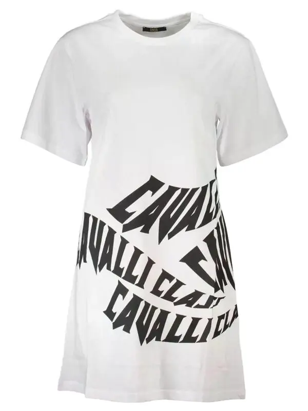 Roberto Cavalli Logo-print Mini Dress - White