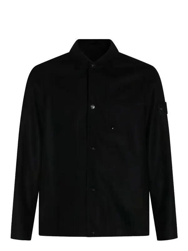 Stone Island 1200020 Wool Nylon Flannel_s.i. Ghost Overshirt - Black