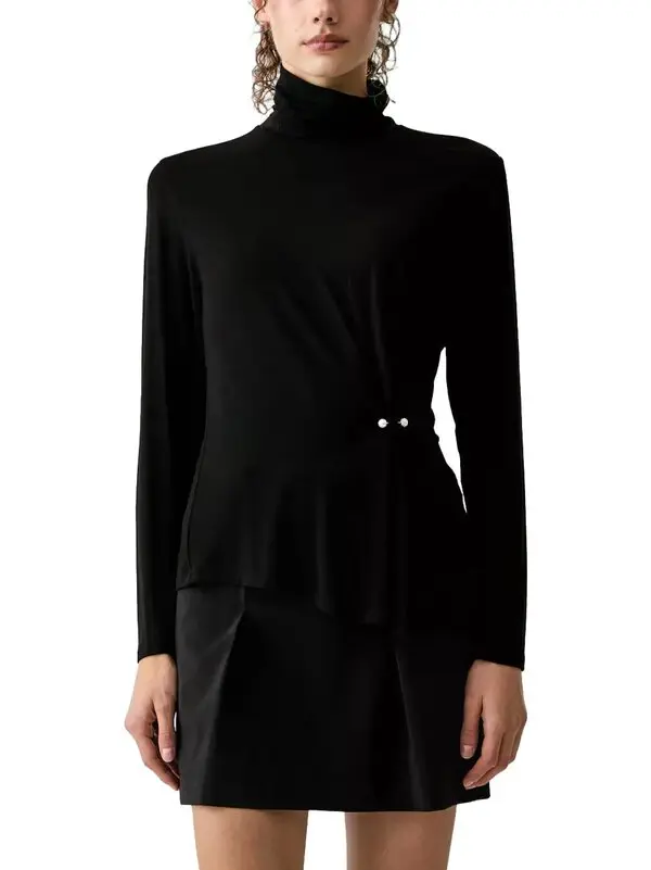 TWINSET Pearl-embellished High-neck Top - Black