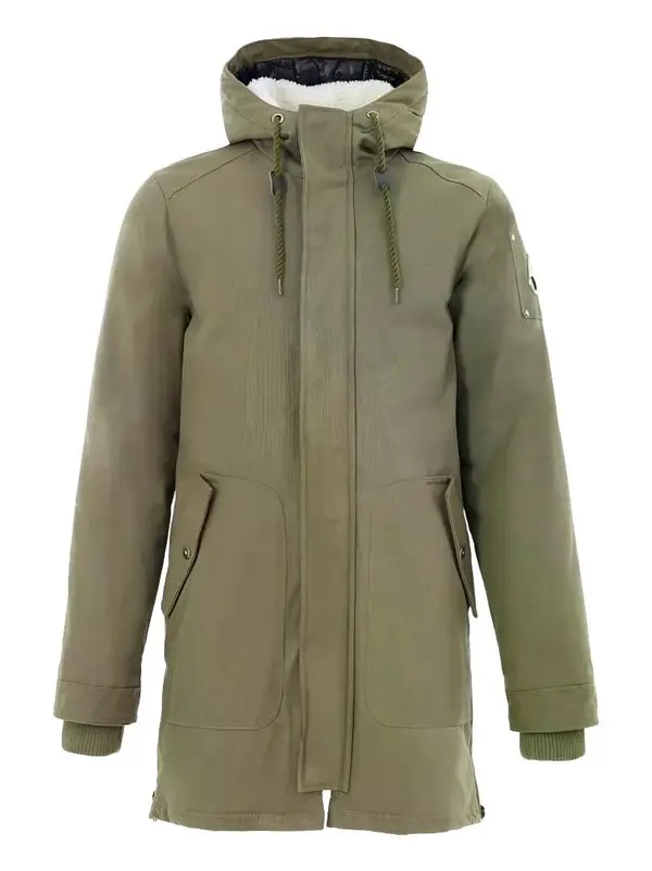 Moose Knuckles Drawstring-hood Logo-patch Parka - Green
