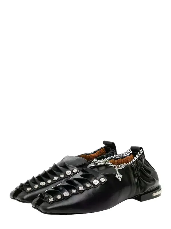 Toga Stud-embellished Chain-link Loafers - Black