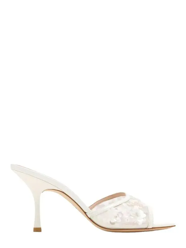 STUART WEITZMAN Montrose Sequin-embellished Mesh Sandals - White