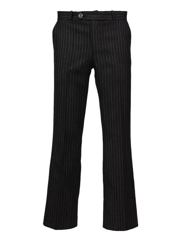 ERNEST W. BAKER Pinstripe-pattern Flared Virgin-wool Trousers - Black