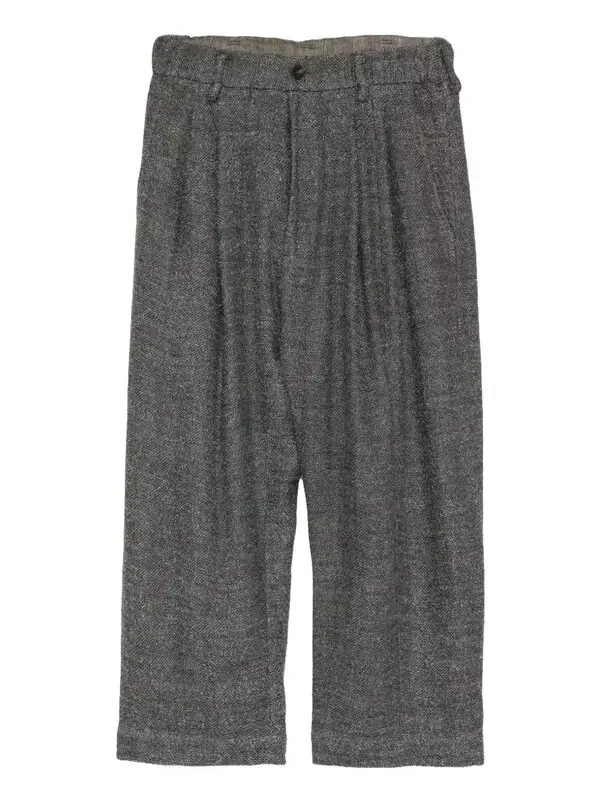 ZIGGY CHEN Pleated Melange Trousers - Grey