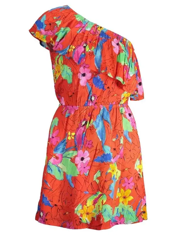 Desigual Floral-print Ruffled Mini Dress - Red