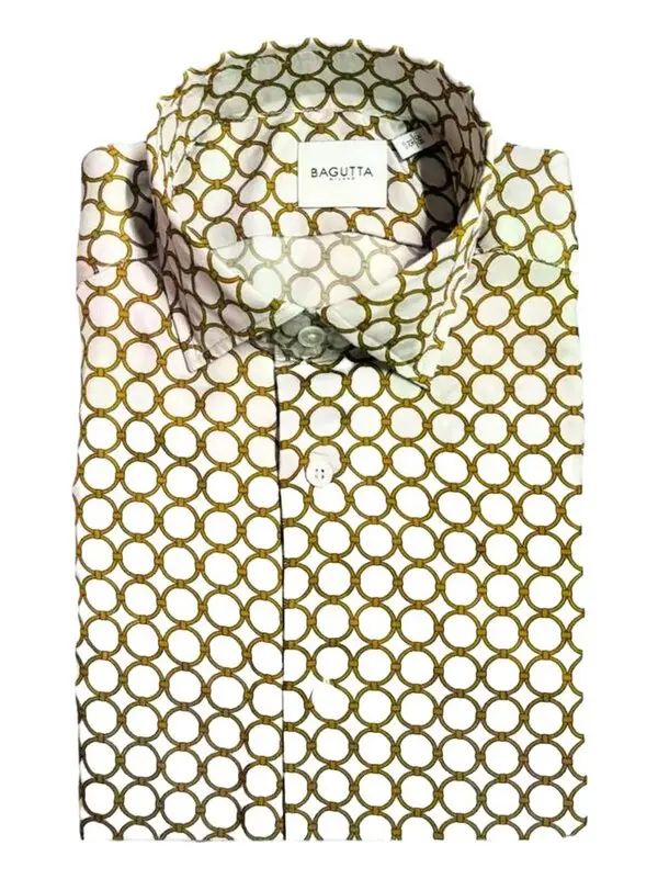 BAGUTTA Chain-print Long-sleeve Shirt - Neutrals