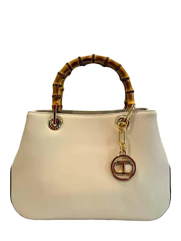 TWINSET Bamboo-handle Grained Tote Bag - Neutrals