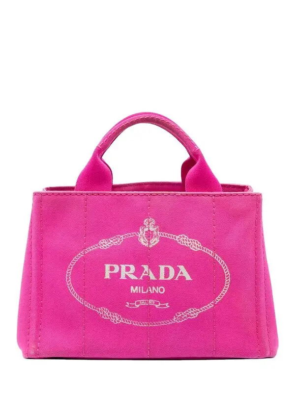 Prada 2013-2026 Small Canvas Canapa Logo Tote Satchel - Pink