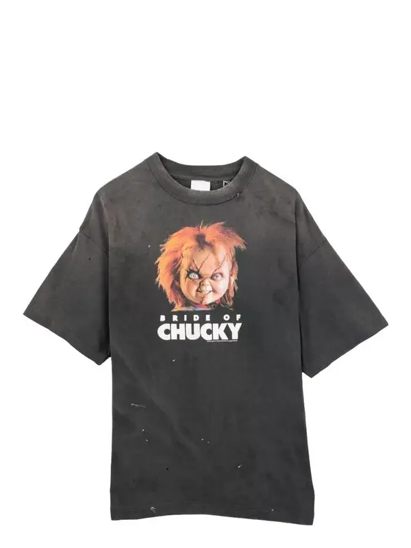 SAINT MXXXXXX Distressed Graphic-print T-shirt - Grey