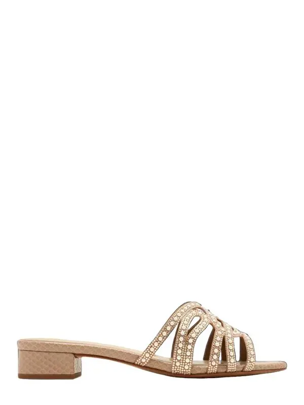 NICOLI Nemesia Faux-pearl-embellished Leather Sandals - Neutrals