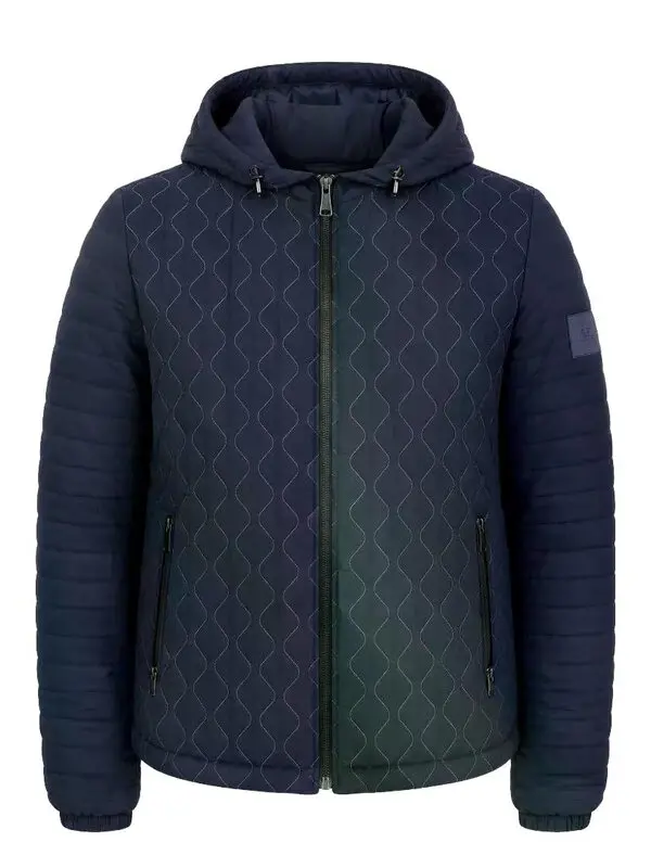 ROBERTO PEPE LUXURY Onion-quilted Hooded Jacket - Blue