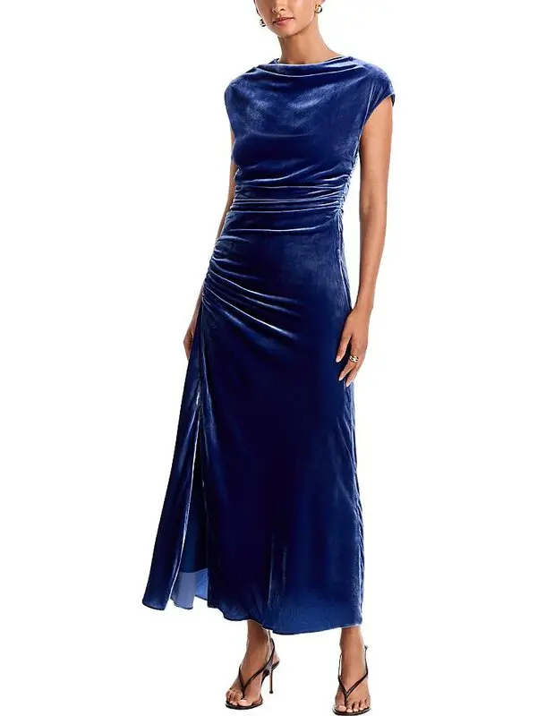 Simkhai Burke Velvet Draped Midi Dress - Sapphire