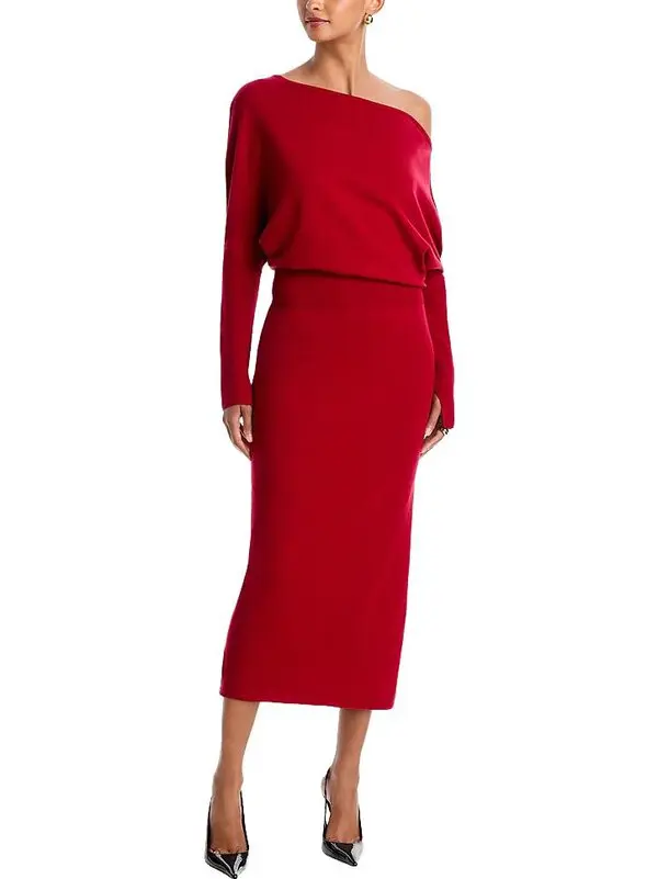 Simkhai Janese Cotton & Cashmere Off-the-shoulder Dress - Lipstick
