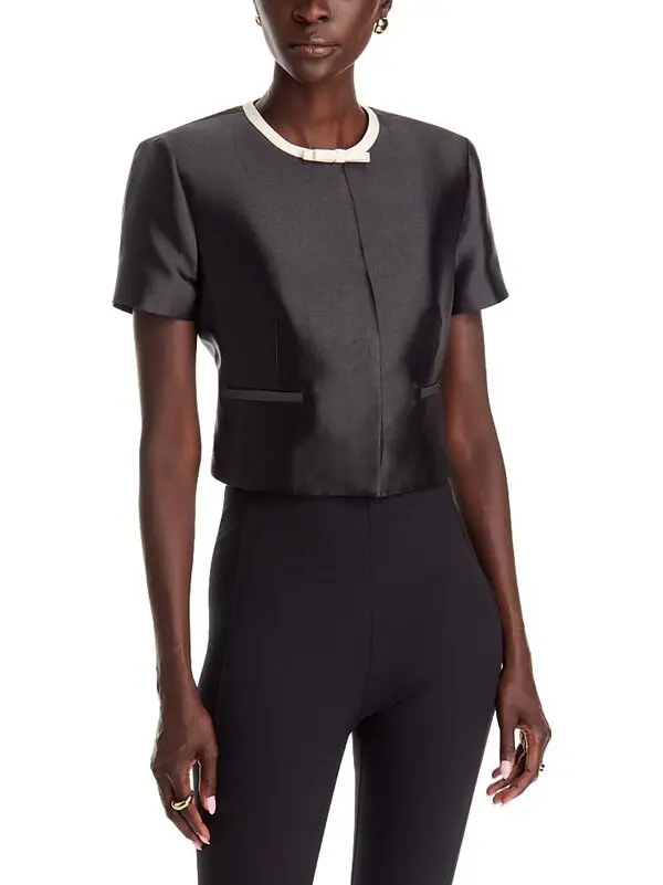 Simkhai Naelle Tipped Short Sleeve Top - Black Frost Multi