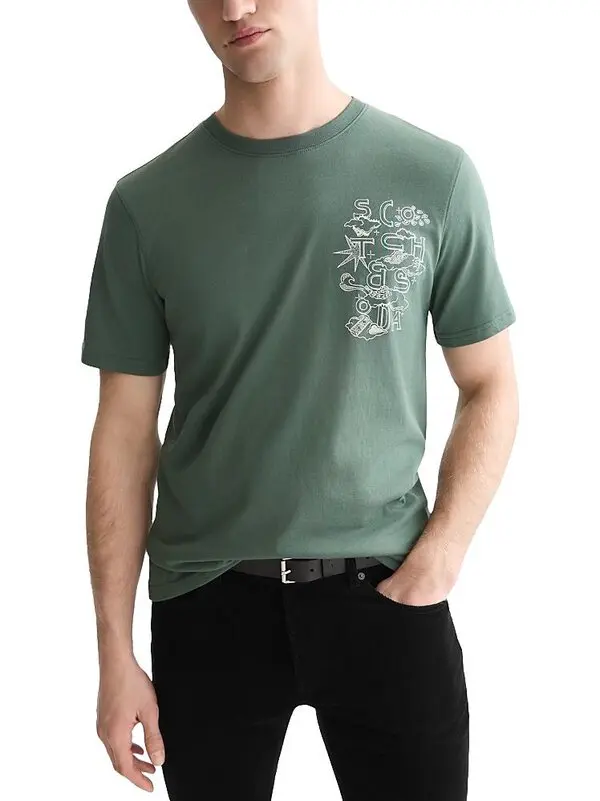 Scotch & Soda Cotton Logo Graphic Crewneck T-shirt - Dark Forest