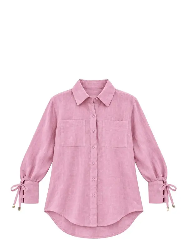 LESSEA Linen Cloud Button-down - Pink