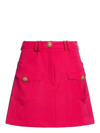 Balmain Mini Skirt Size Virgin Wool - Fuchsia
