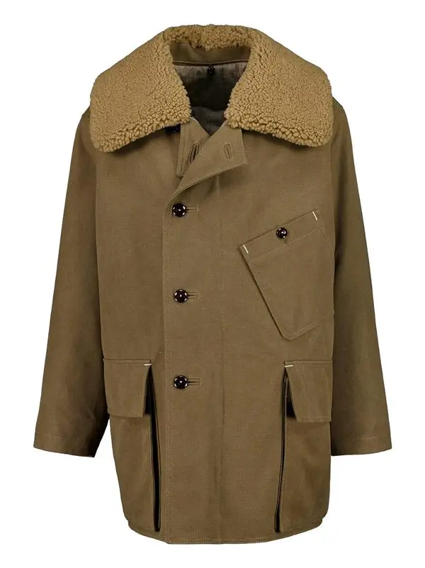 LEMAIRE Sisal Shearling Winter Parka In Water-repellent Canvas - Brown