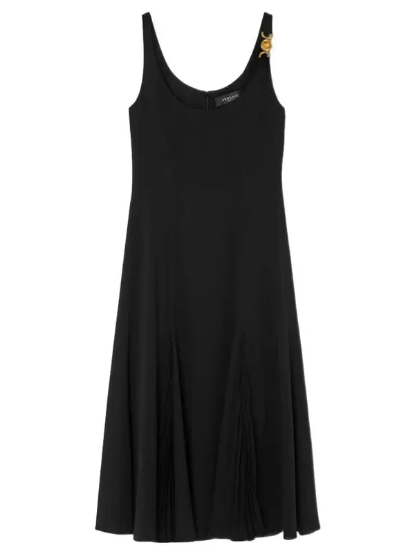 Versace Medusa Plaque Sleeveless Midi Dress - Black