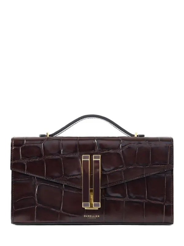 DEMELLIER The Vancouver Leather Clutch - Dark Brown