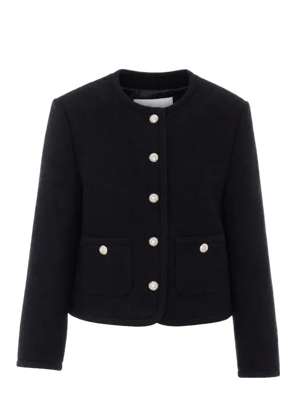 DUNST Buttoned Tweed Jacket - Black