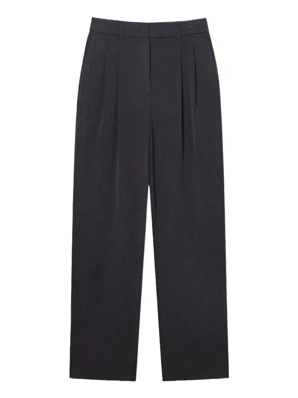 DUNST Double Pleated Wide-leg Pants - Charcoal-grey