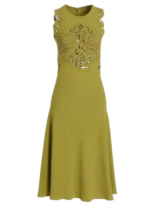 Ermanno Scervino Cut-out Detailed Round Neck Sleeveless Dress - Green