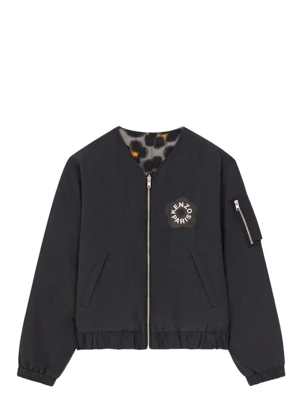 Kenzo Hana Leopard Reversible Zipped Bomber Jacket - Black