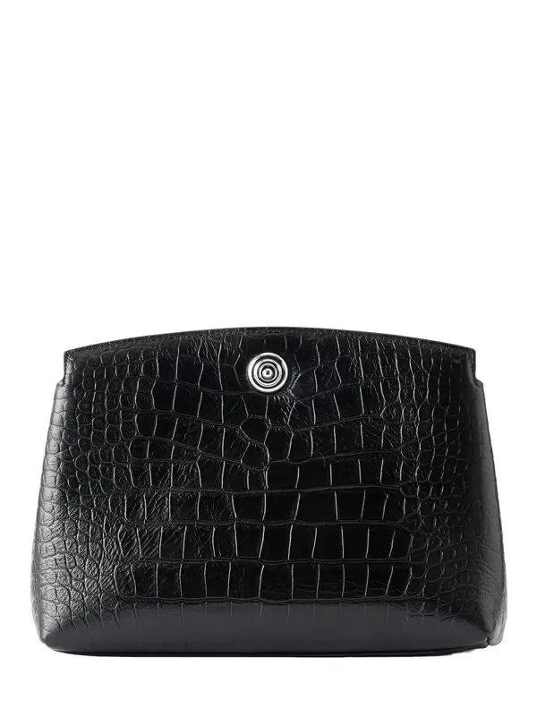 LIFFNER Pushlock Crocodile-effect Leather Clutch - Black